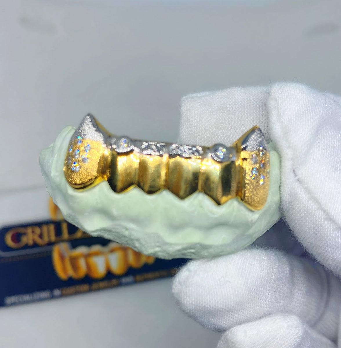 Custom Designed Diamond Grillz with Extended Fang – Grillz Masters