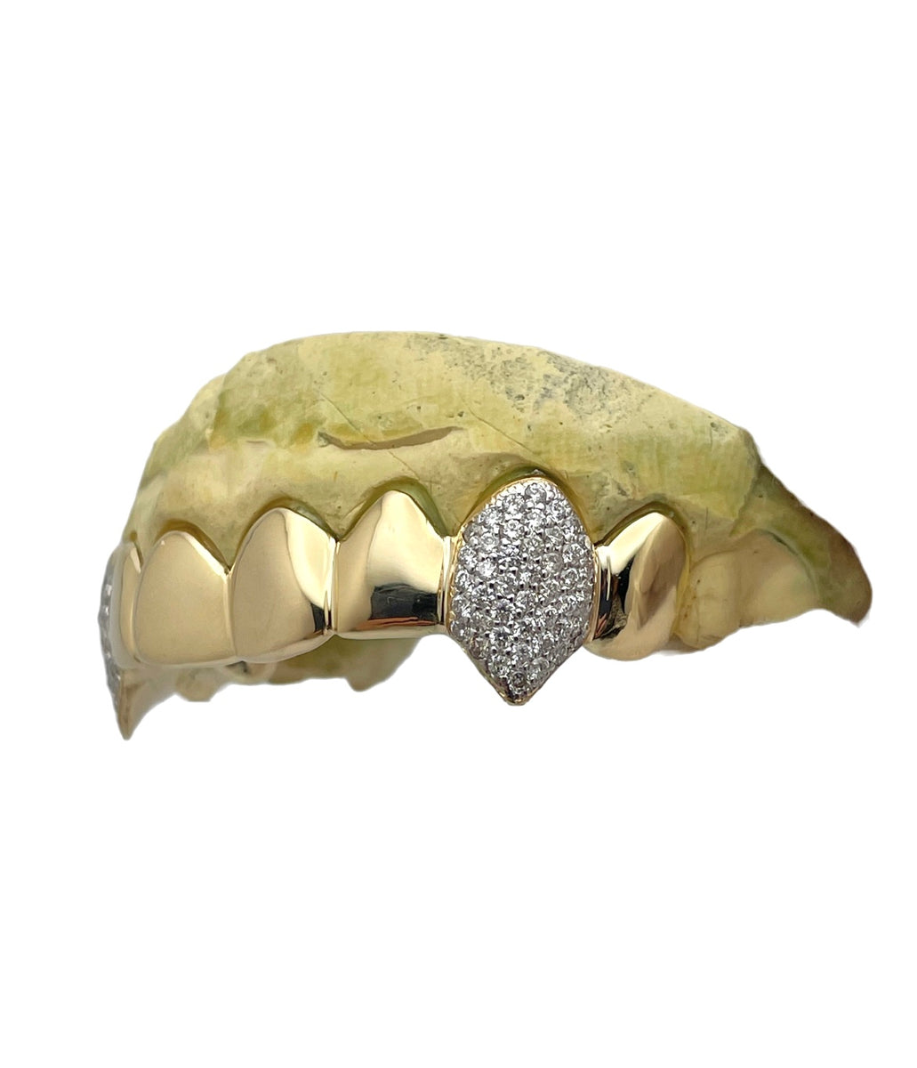 Polished grillz with Prong Set Diamond Vamp Fangs 8pc Top or Bottom ...