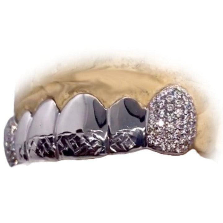 Iced Out Fangs with Diamond Cut Tips Grillz Top or Bottom 6pc – Grillz ...