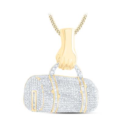 10K Yellow Gold Men's Bag Pendant 2-1/2 CTW-DIA – Grillz Masters