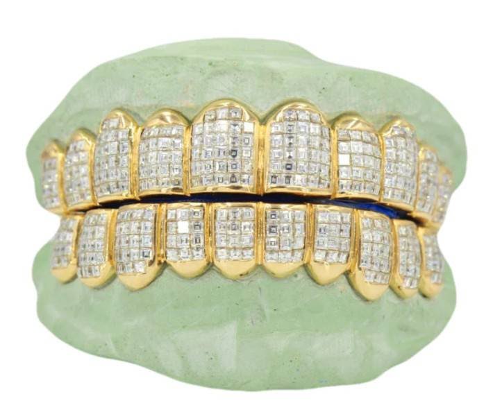 Princess Cut Hand-Set Diamond Grillz Invisible Setting Set – Grillz Masters
