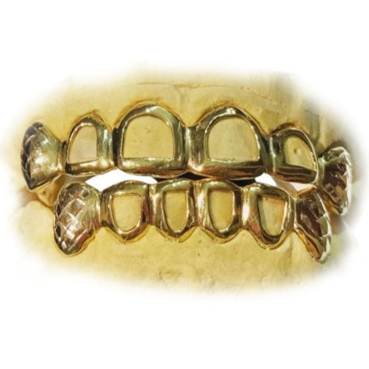 Open Face Grillz with Diamond Cut Fangs Top or Bottom – Grillz Masters