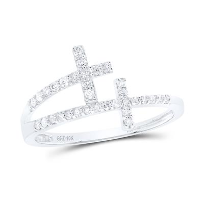 10k Gold Double Cross Ring 1/5 CTW-DIA – Grillz Masters