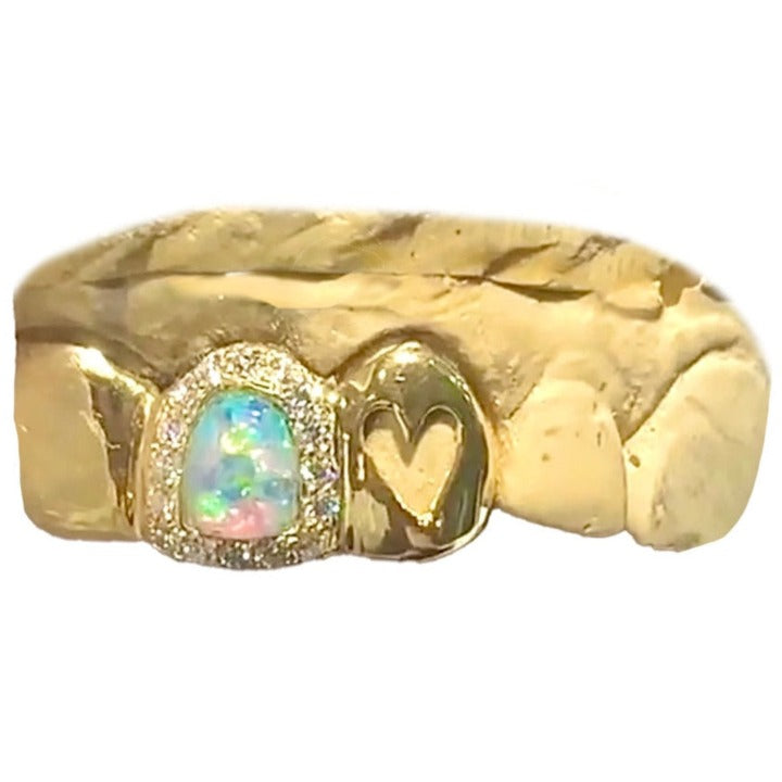 Natural Opal Grillz with Heart Window Top or Bottom 3pc – Grillz Masters