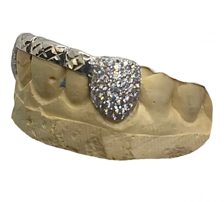 Diamond Fangs with Diamond Cut Bar Top or Bottom – Grillz Masters