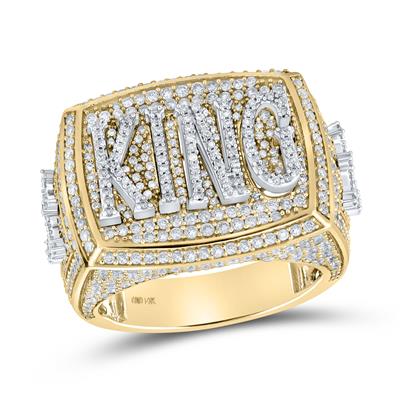 14k Yellow Gold Men's "King" Ring 2-3/4 CTW-DIA – Grillz Masters