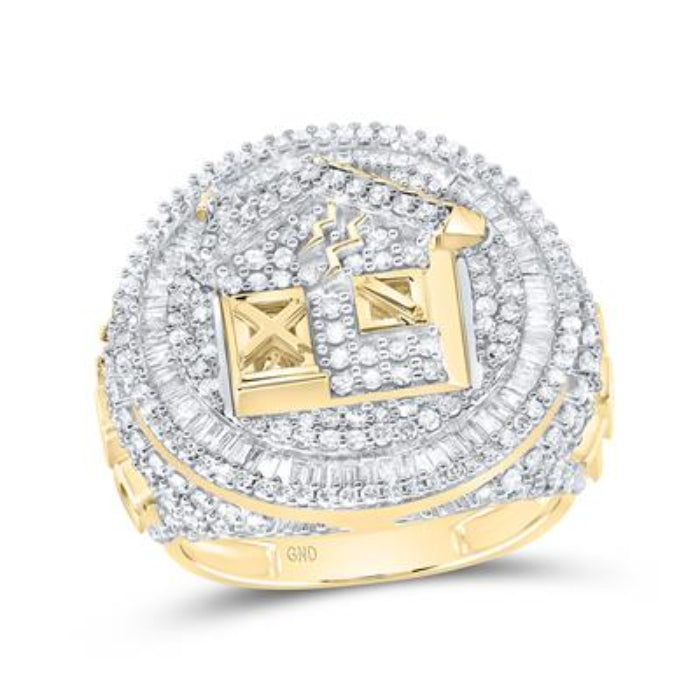 10k Yellow Gold Diamond Trap House Ring 10-1/2 CTTW – Grillz Masters