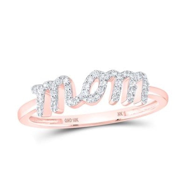 10k Gold Diamond "MOM" Ring 1/6 CTTW – Grillz Masters