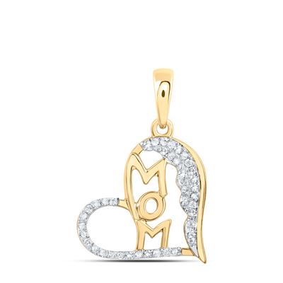 10k Gold Diamond "MOM" Heart Pendant 1/5 CTTW – Grillz Masters