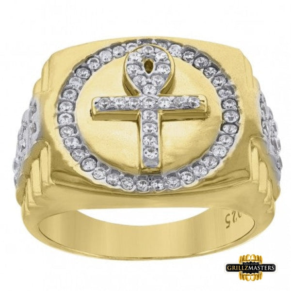 Sterling Silver Men's CZ Ankh Cross Ring – Grillz Masters